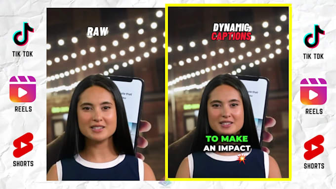 Create dynamic captions for your tik tok, reels, and shorts by Vividversemedia | Fiverr