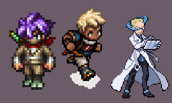 Animación de personajes en pixel art, diseño de juegos, hoja de sprites ...