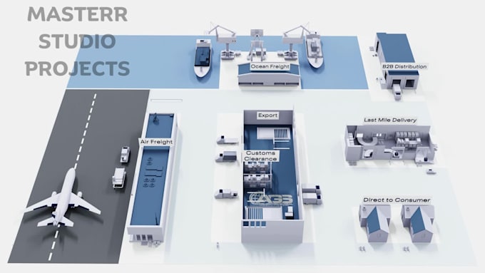 Create custom 3d isometric animation 3d industrial animation cgi explainer video by Masterr ...