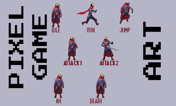 Make pixel art animation sprite sheet pixel art character pixel game ...