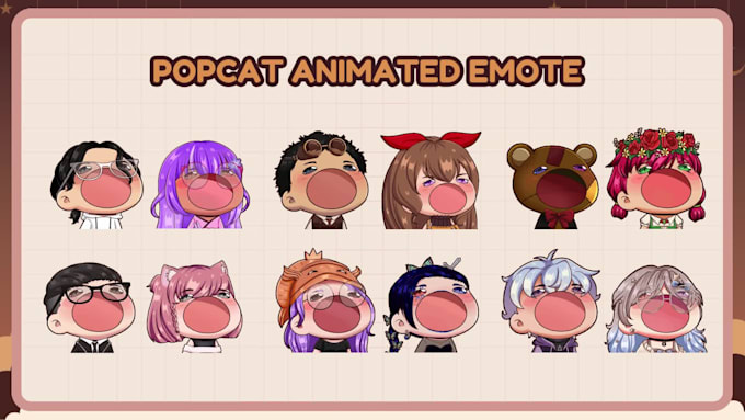 Draw you a pop cat animated emote by Shenj25 | Fiverr