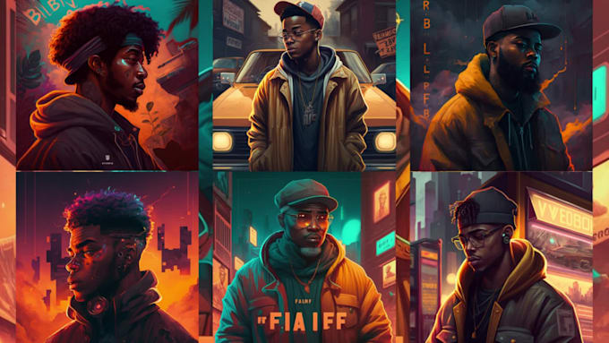 Create anime cartoon album cover art fast hip hop lofi rap by Aria ...