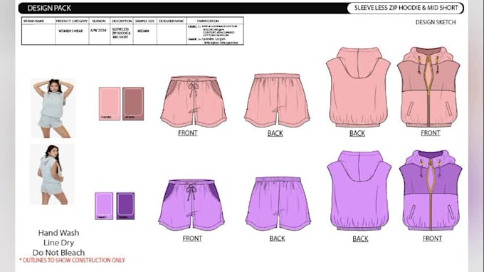 Fashion cad illustration flats technical drawing by Marianaseem378 | Fiverr