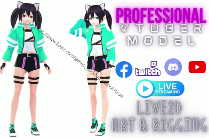 Design a vtuber model, live2d vtuber model 2d with rigging by James__luck | Fiverr