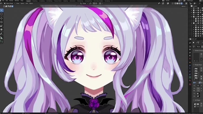 3d model 3d vtuber model streaming avatar vrm model vtuber rig animaze vseeface by Toksvtuber ...