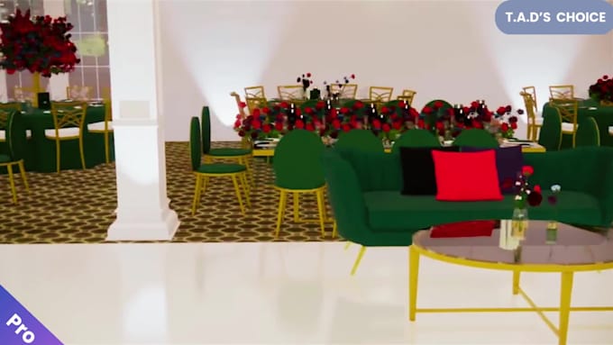 Do 3d event space design, wedding venue, 3d event hall, pavilion design ...