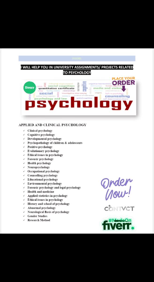 Do assignments projects and presentations related to psychology by ...