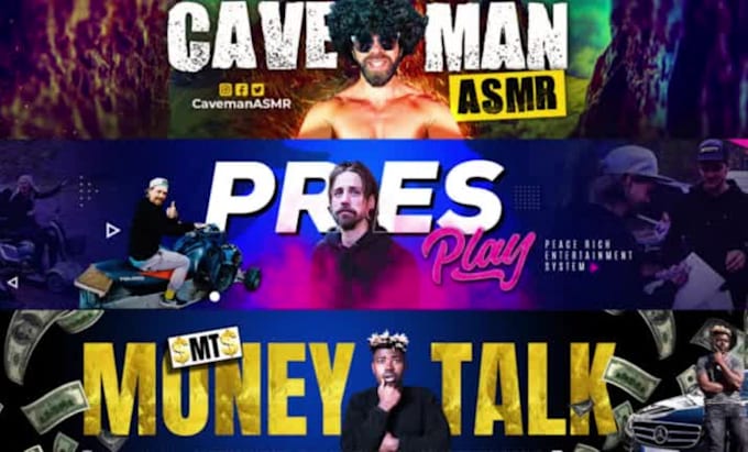 Design epic youtube channel banner thumbnail cover art logo facebook ...