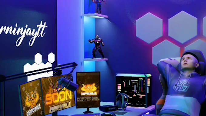 Draw 3d room starting soon screen loop animation for twitch by Shyam ...