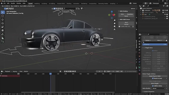 3d car ikfk rig,chassis rig,rigacar,control rig,wheel,car interior rig ...