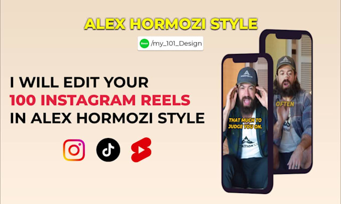 Edit alex hormozi captions style instagram reels and tiktok by My_101_design | Fiverr