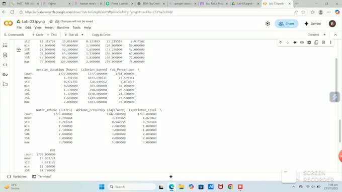 Perform exploratory data analysis in jupyter or google colab using python by Zainab_naveed01 ...
