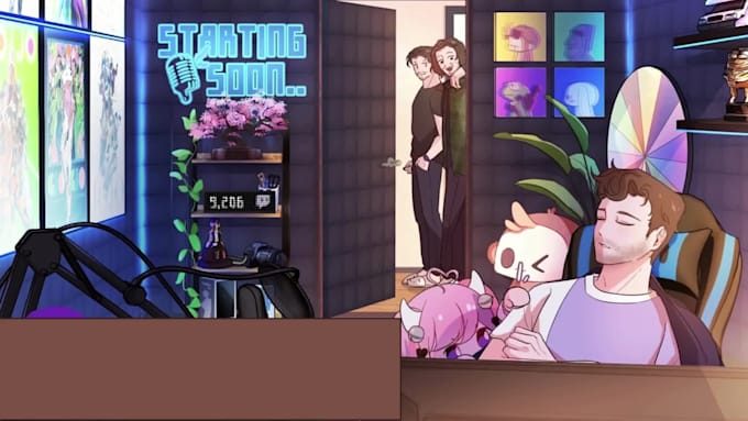 Do animated starting soon screen twitch screen fnf, overlay vtuber ...