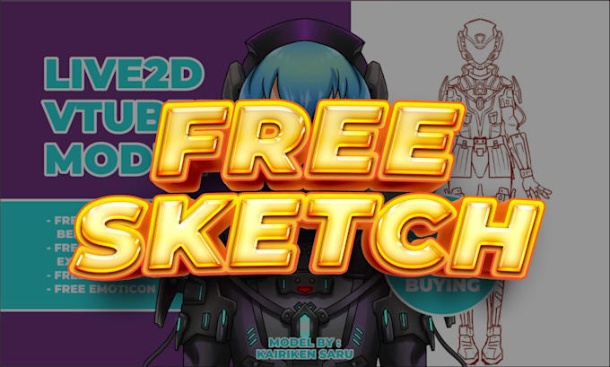Dibuja el arte del modelo mecha vtuber para live2d, prprlive, vrchat ...