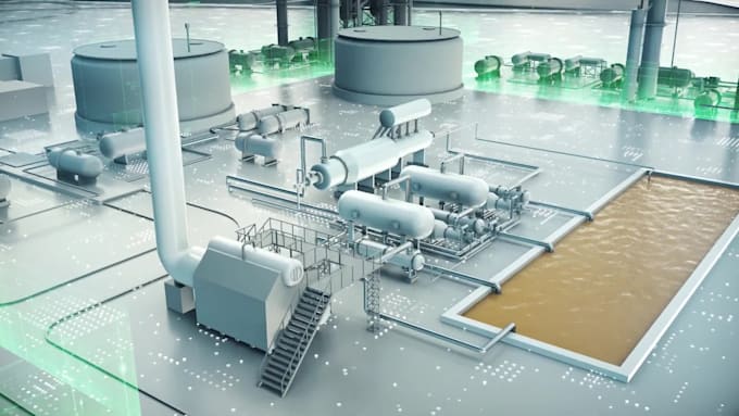 Create 3d industrial animation industrial visualization of a ...