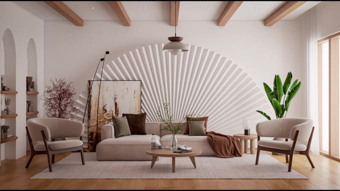 Do interior design, realistic render, and furniture shopping list by Ibrahemwalid | Fiverr