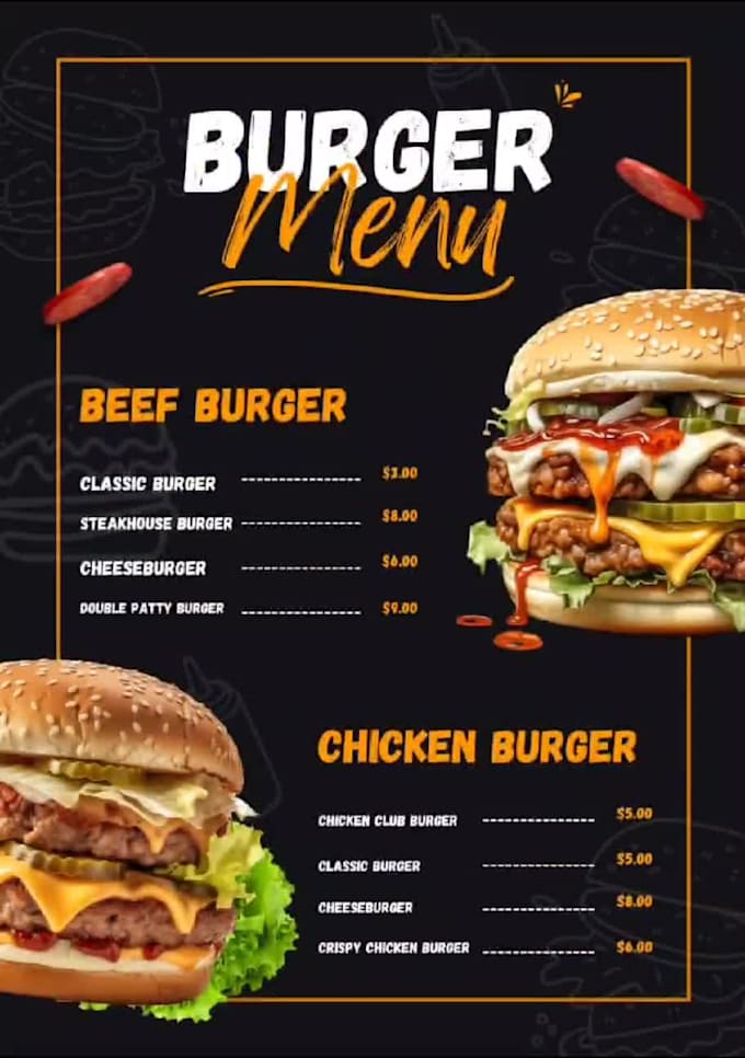 Design resturant menu, cafe menu and animated food menu by ...