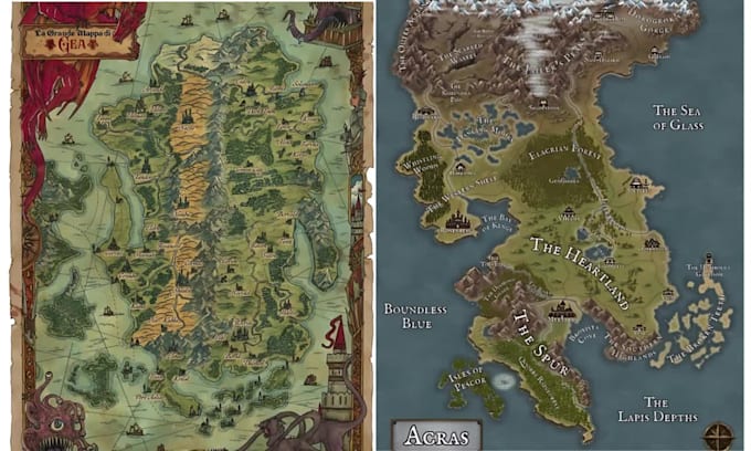 Design custom 2d vector map illustration fantasy map design city map ...