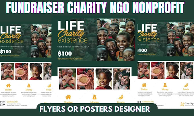 Design charity donation, ngo, nonprofit, fundraising community flyer or ...