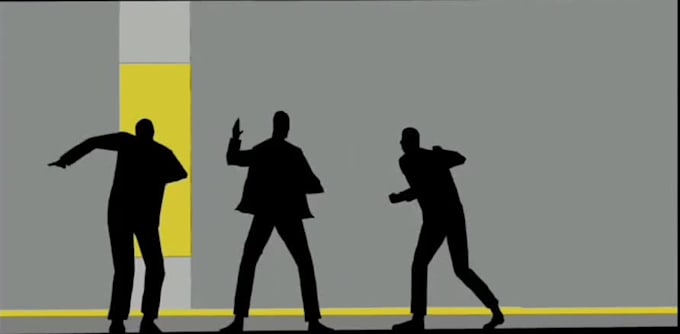 Black and white vector silhouette animation shadow chroma keying loop ...