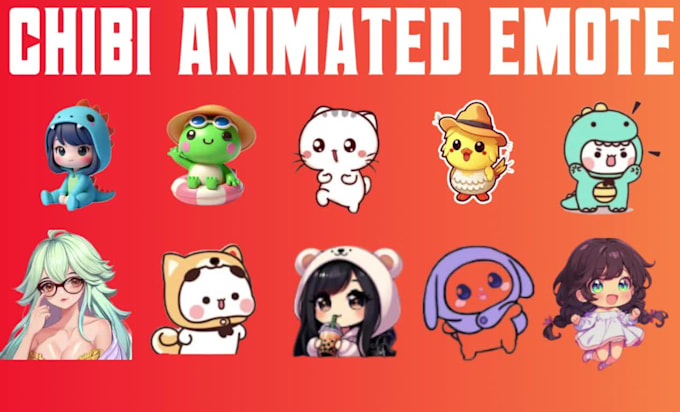 Create chibi emote, twitch emote, animated chibi emote for your vtuber ...