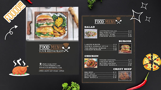 Design exclusive restaurant menu card coffeeshop menu food menu within ...