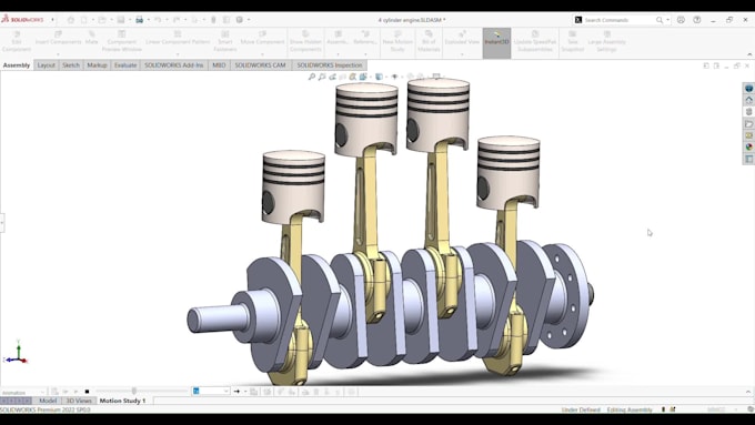 3d modelling in solidworks, here is the 4 cylinder engine by Ashakarthikeyan | Fiverr