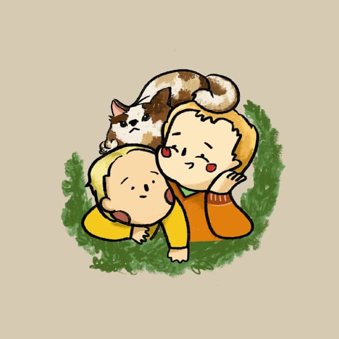 Do cute illustration with people pets and object by Lifebegin_draw | Fiverr