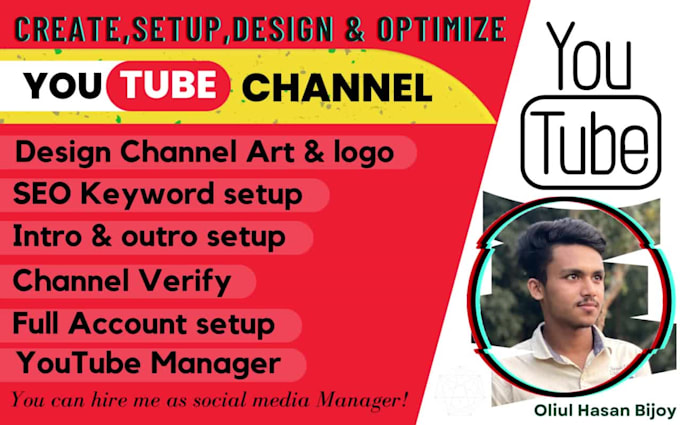 Create professional youtube channel setup, seo, design, social media ...