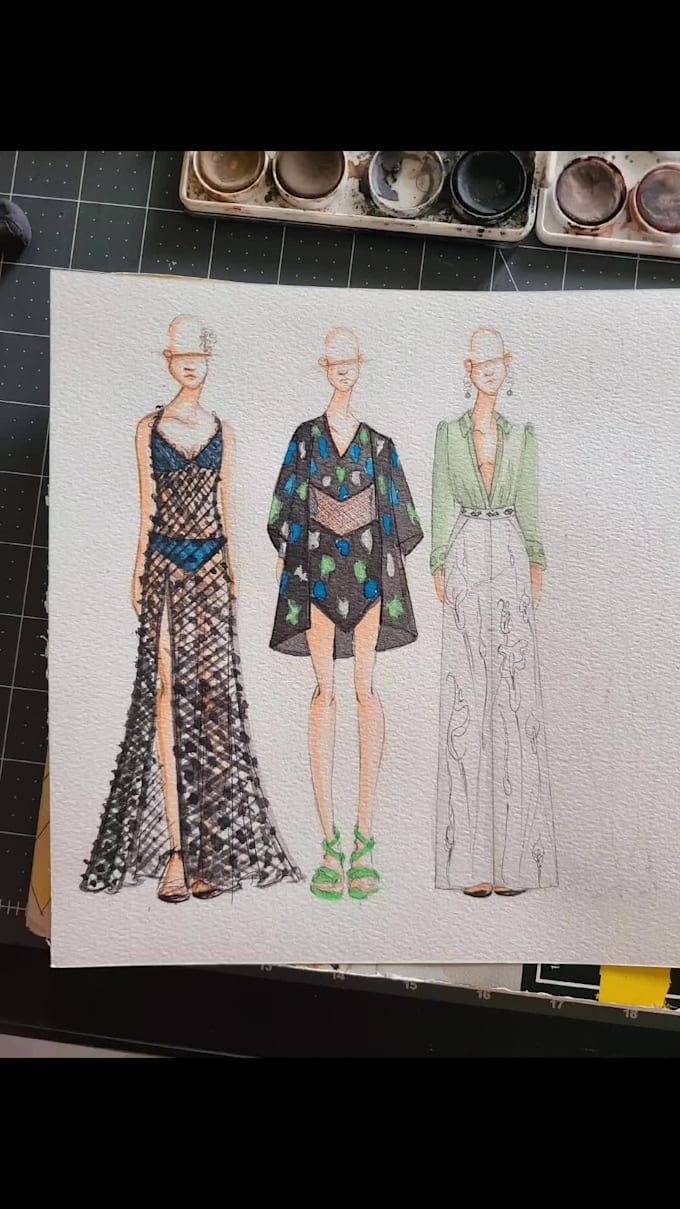 Illustrate your fashion designs in my style by Christine_pb | Fiverr