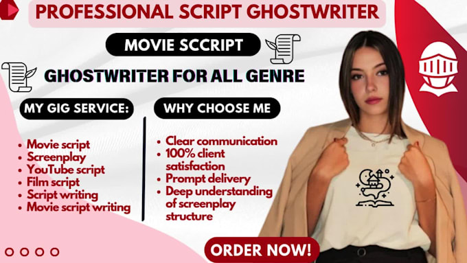 Ghostwrite movie script, film script, screenplay, movie script writing by Julie_wiley | Fiverr