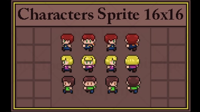 Create and animate 16x16 pixel art sprites for games by Jump00man | Fiverr