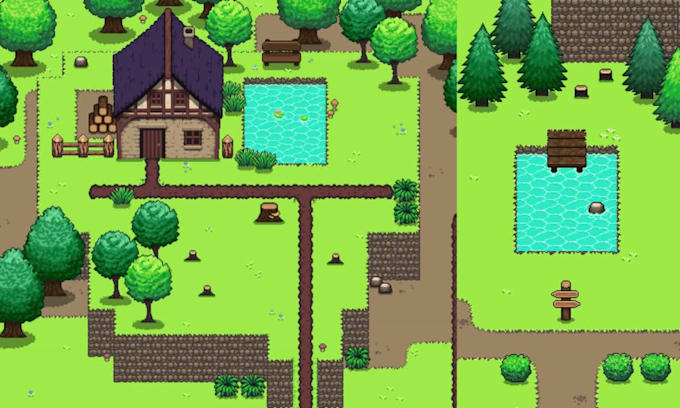 Do top down pixel art tileset rpg game asset, game tilemap background asset