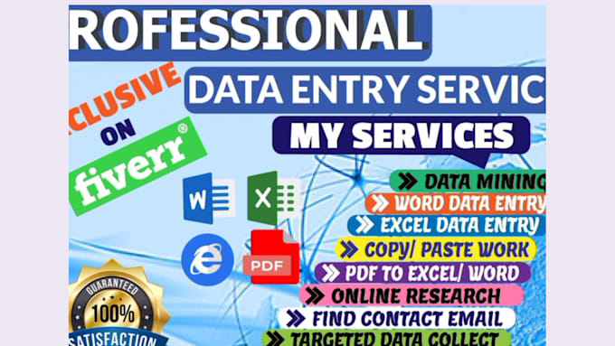 Do fast data entry, data collection, copy paste, and web research task by Mashaalnuman | Fiverr