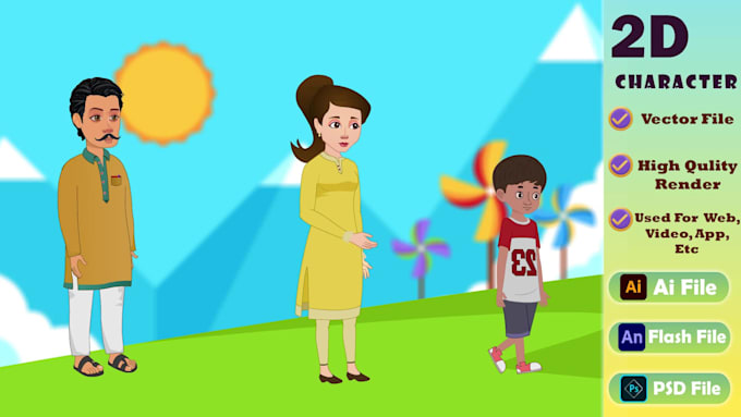 2d rig character design and vector art cartoon background by Choturio ...