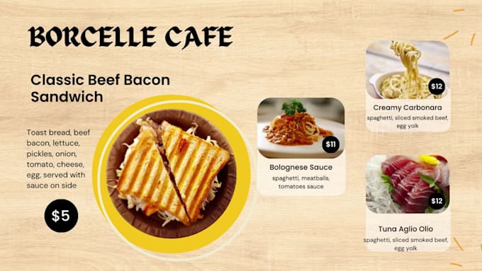 Design unique, seasonal digital animated menu in canva by Coolcircle ...