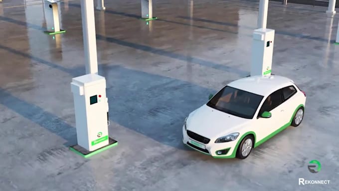 Create realistic 3d car charger animation 3d ev charger 3d explainer ...