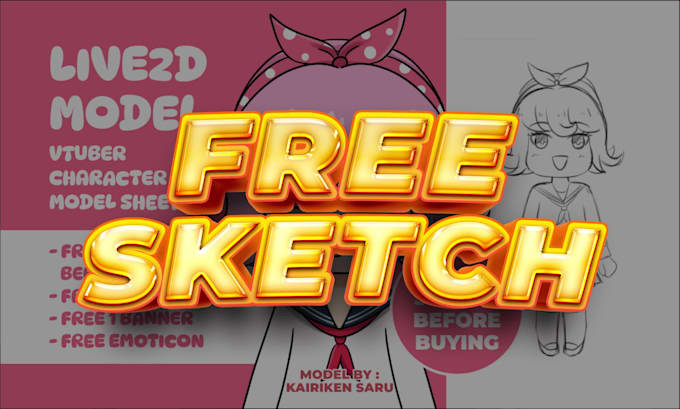 Draw cute custom chibi vtuber avatar live2d model reference sheet for ...