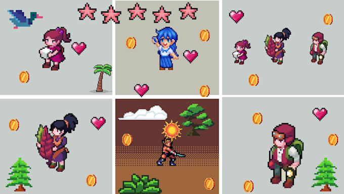 Retro sprite sheet pixel animation, pixel game art, video games ...