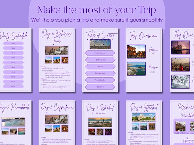 Create fully editable travel itinerary templates in canva by ...