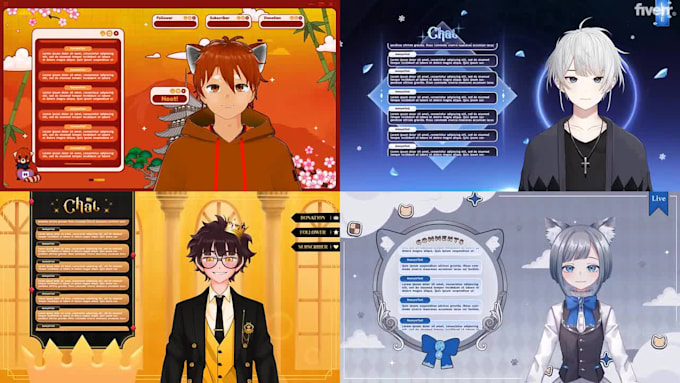 Design anime vtuber twitch or youtube stream overlay by Marwa113 | Fiverr