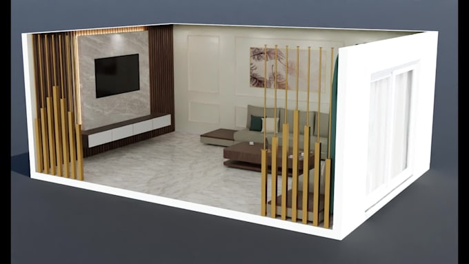 Design and render realistic 3d living room by Hyssakoh00 | Fiverr