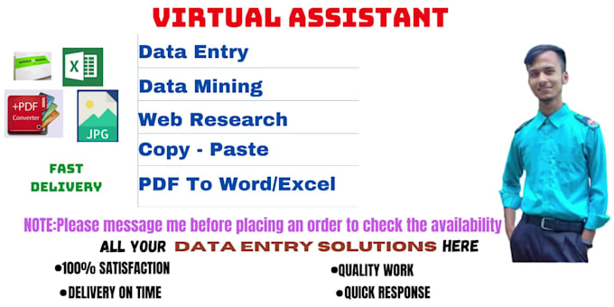 Excel data entry virtual assistant, typing, mining by Mahamudhassan17 | Fiverr