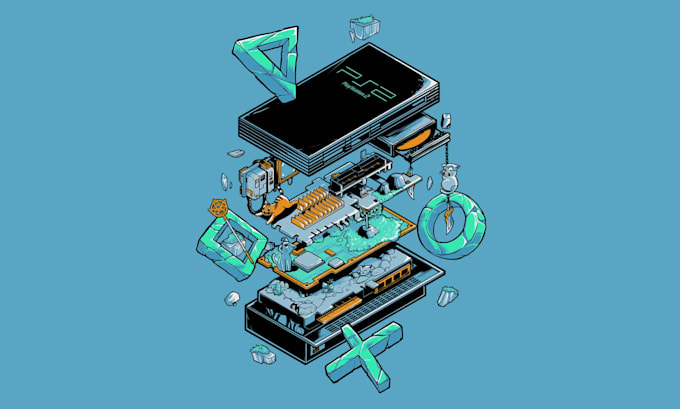Draw fun and colorful exploded hardware illustrations by Spidersign ...
