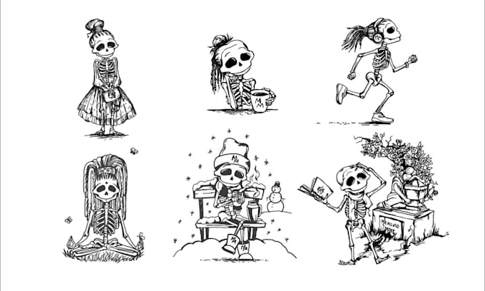 Do black and white ink character illustration for printings by ...