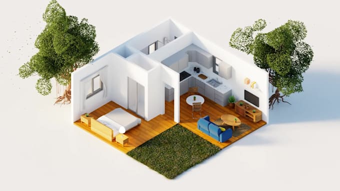 Create isometric 3d model interior design explainer video 3d isometric ...