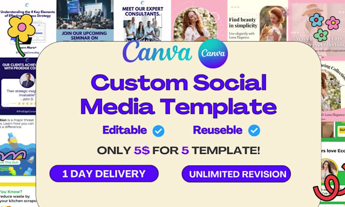 Design a canva templates for your social media posts in 24 hours by ...