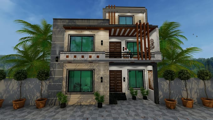 Create 3d house exterior design, realistic 3d rendering, 3d model by ...