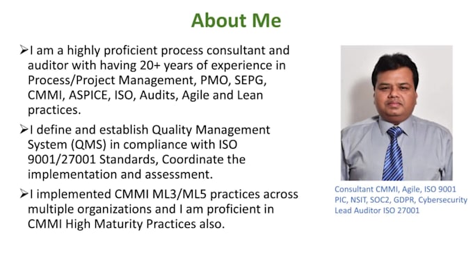 Provide expert iso 9001, 27001 and cmmi consulting services by Sunilyadav3015 | Fiverr