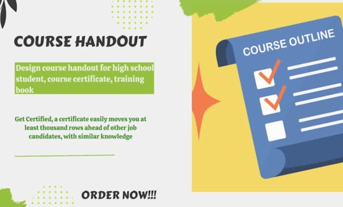 Design course handout for high school student, course certificate ...